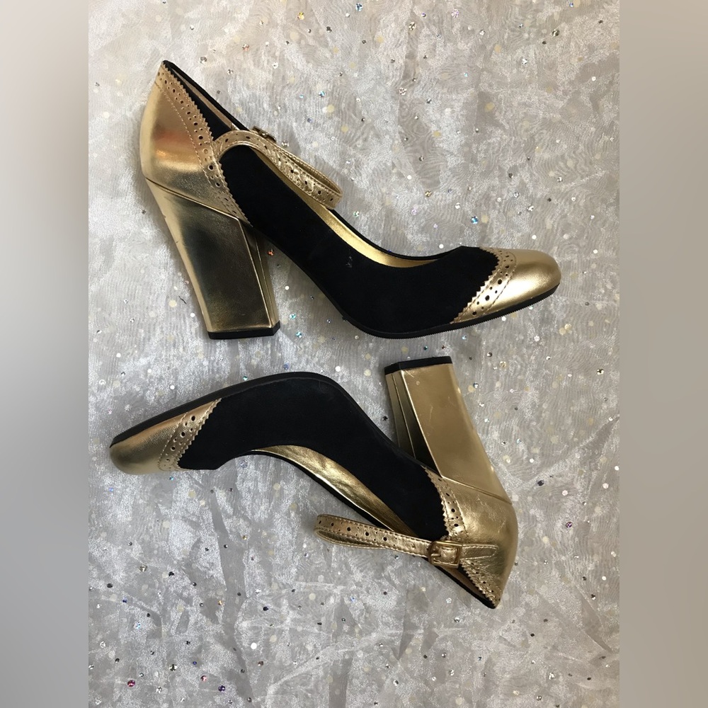 Coach Spectator Black And Gold Heels - Gem